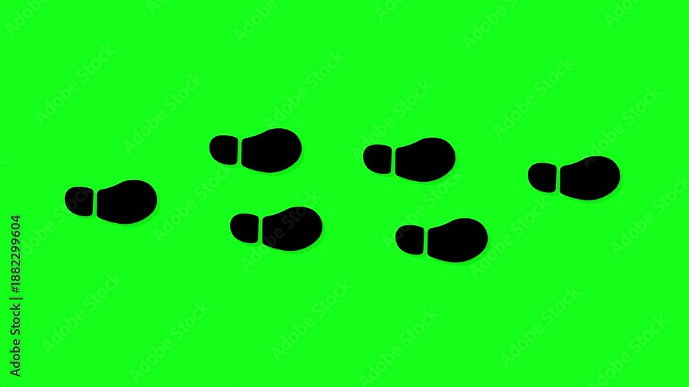 Footprints Walking Animation Human footprint 4K video. black trace of ...