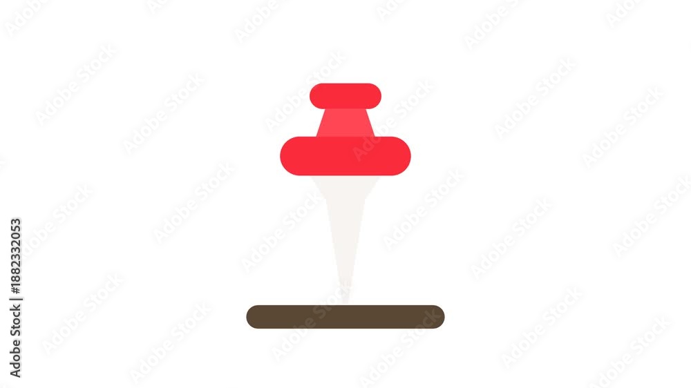 Pushpin Flat Animation Cartoon Icon. 4K Video Transparent Alpha Channel ...