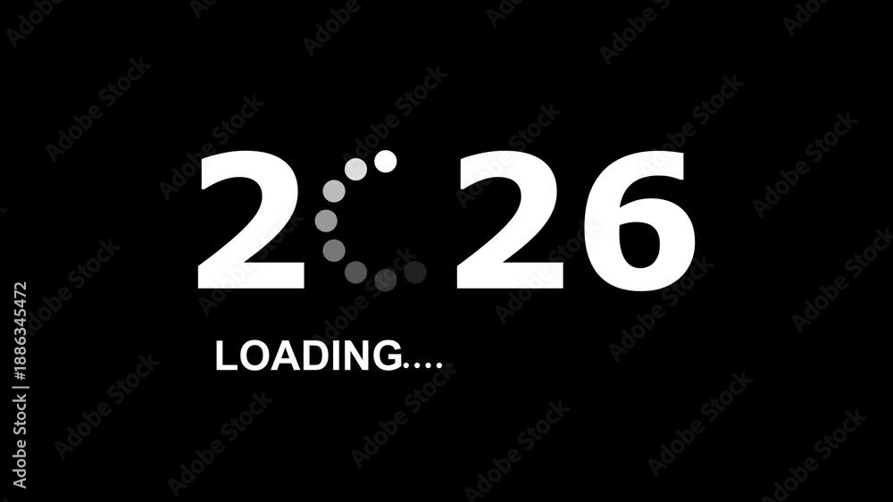 New year 2026 loading bar animation. Year change concept. Circle ...