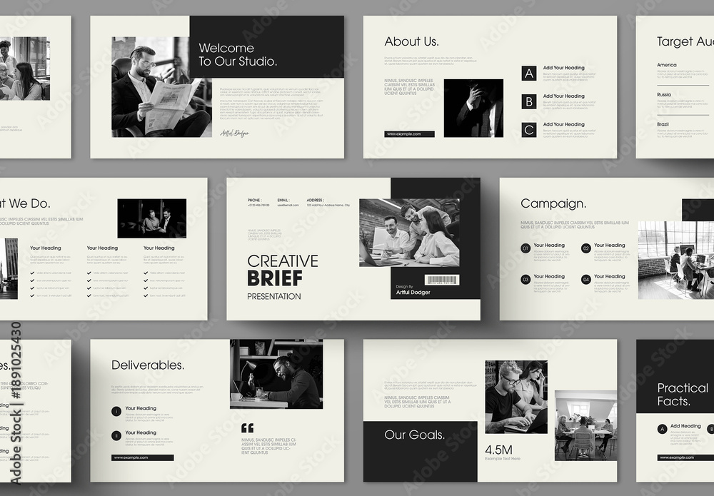 Minimal Creative Brief Presentation Template Stock Template | Adobe Stock