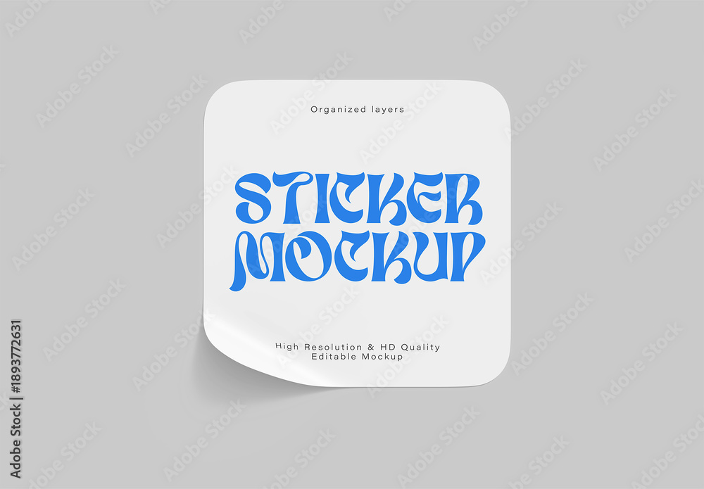 Square Adhesive Sticker Mockup Stock Template | Adobe Stock