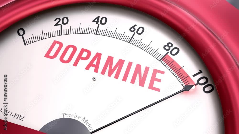 Dopamine off the charts. Meter showing increasing, dangerous and high ...