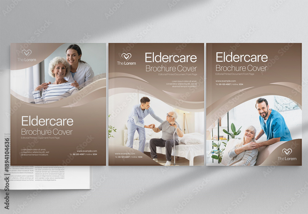Brochure Cover Template with Eldercare Theme for Care Industry Reports ...