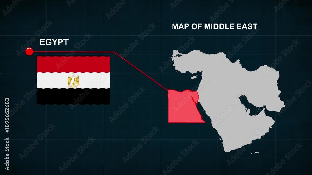 Map_of_Egypt_heiglighted_on_Middle_East_map video footage animation ...