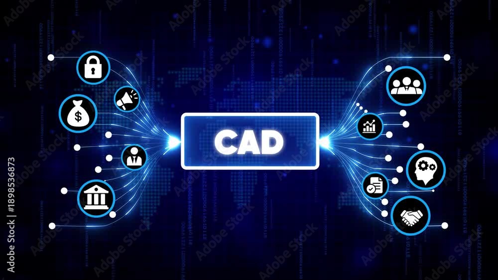 Computer-Aided Design CAD software interface with digital icons for ...
