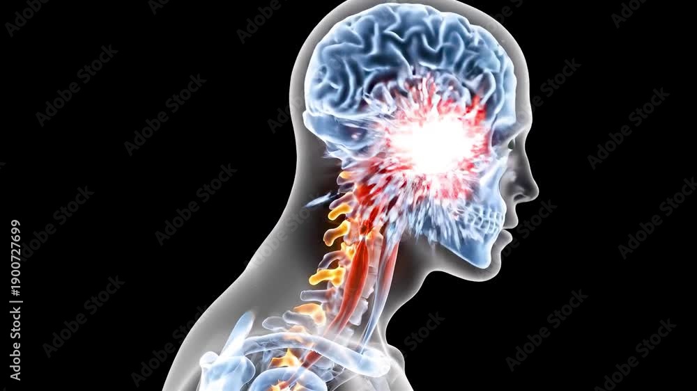 Whiplash Neck Injury During Car Crash Showing Cervical Spine S Curve ...