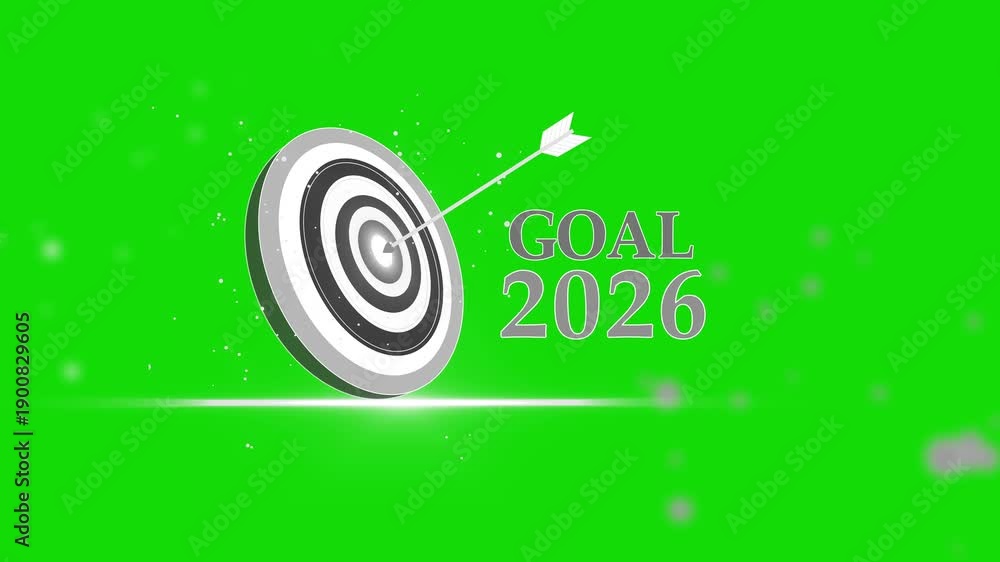 Target and arrow hitting bullseye with goal 2026 animation, Animated ...
