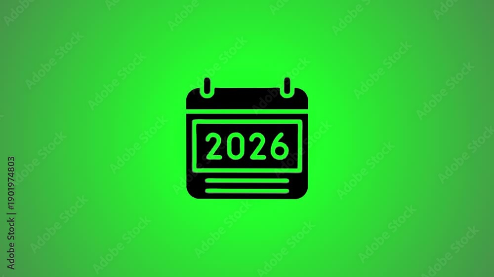 2026 calendar year animation on green screen, 2026 calendar motion ...
