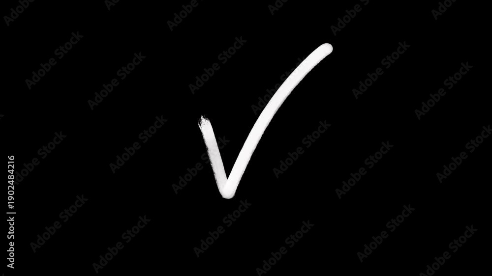 Hand drawn brush stroke tick mark or check mark reveal animation with ...