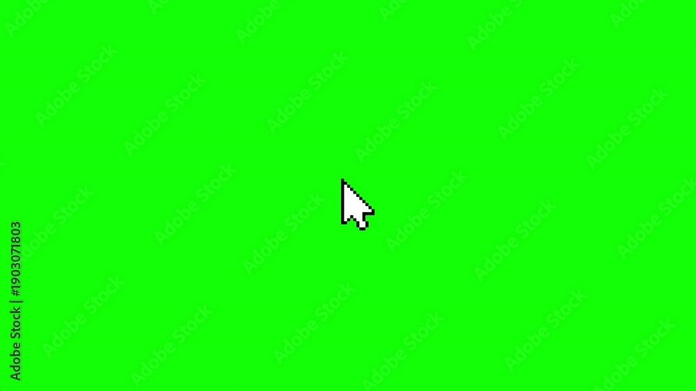 Pixel style mouse cursor with double click animation on green screen ...
