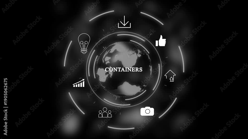 containers Architecture HUD Interface with System Icons, Global ...