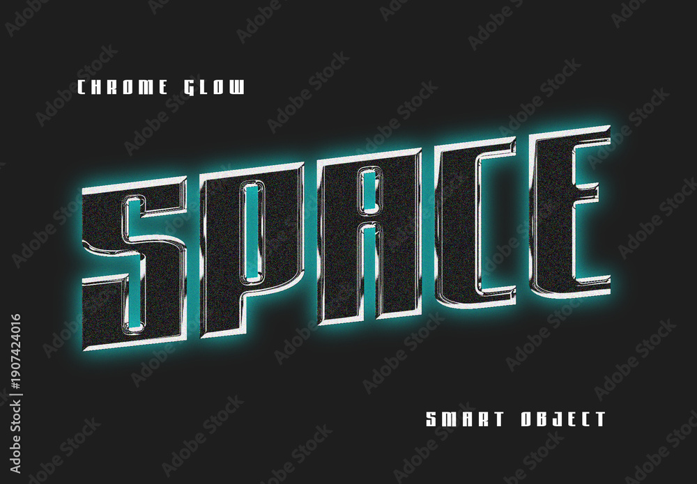 Chrome Glow Text Effect Stock Template | Adobe Stock