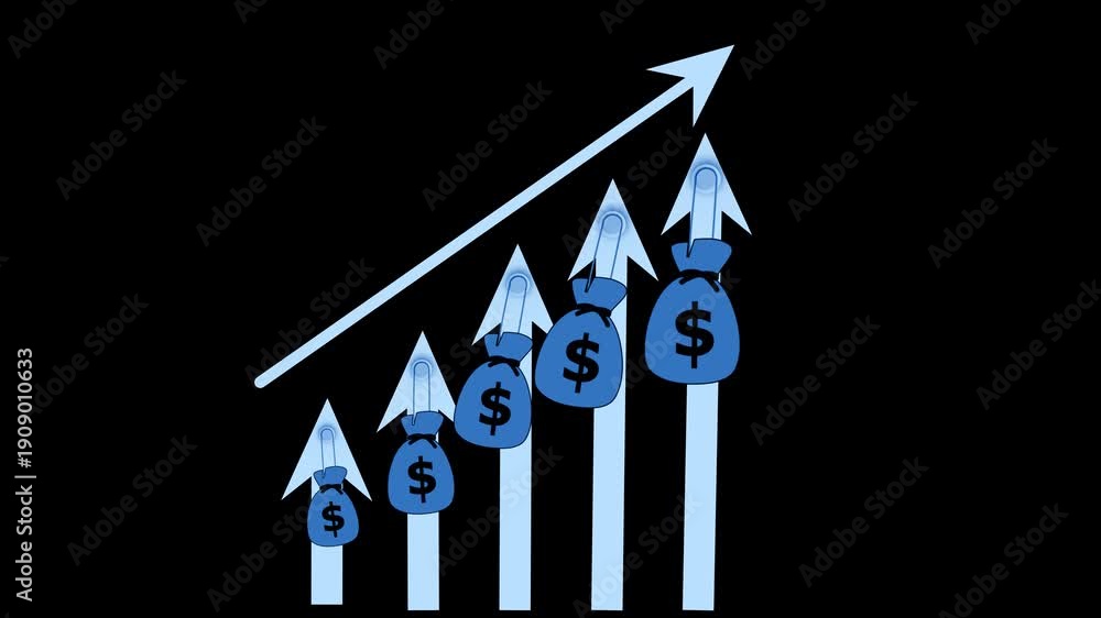 Upward financial growth chart animation, Stylized growth chart with ...