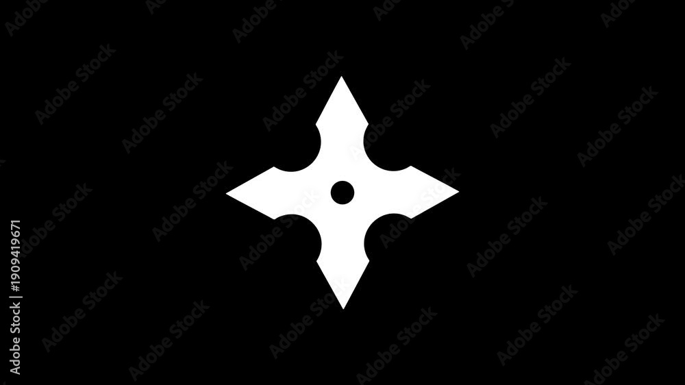 Vidéo Stock Animated Shuriken Star Symbol. Ninja Throwing Star Icon ...