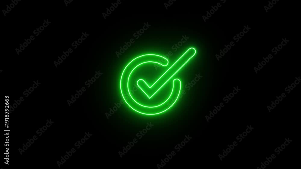 Glowing neon Tick mark icon animation. Check mark icon, right mark icon ...