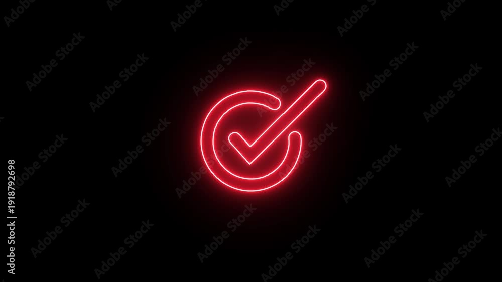Glowing neon Tick mark icon animation. Check mark icon, right mark icon ...