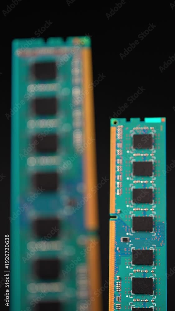 Vídeo do Stock: Computer RAM or Random Access Memory, chips on the ...