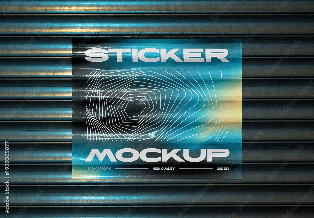 Corrugated Roller Shutter Sticker Mockup plantilla de Stock | Adobe Stock