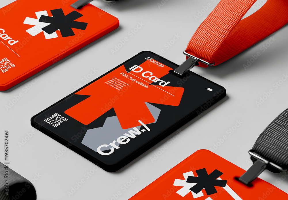 Modelo de Employee Identification Badge Mockup Set With Lanyards do ...