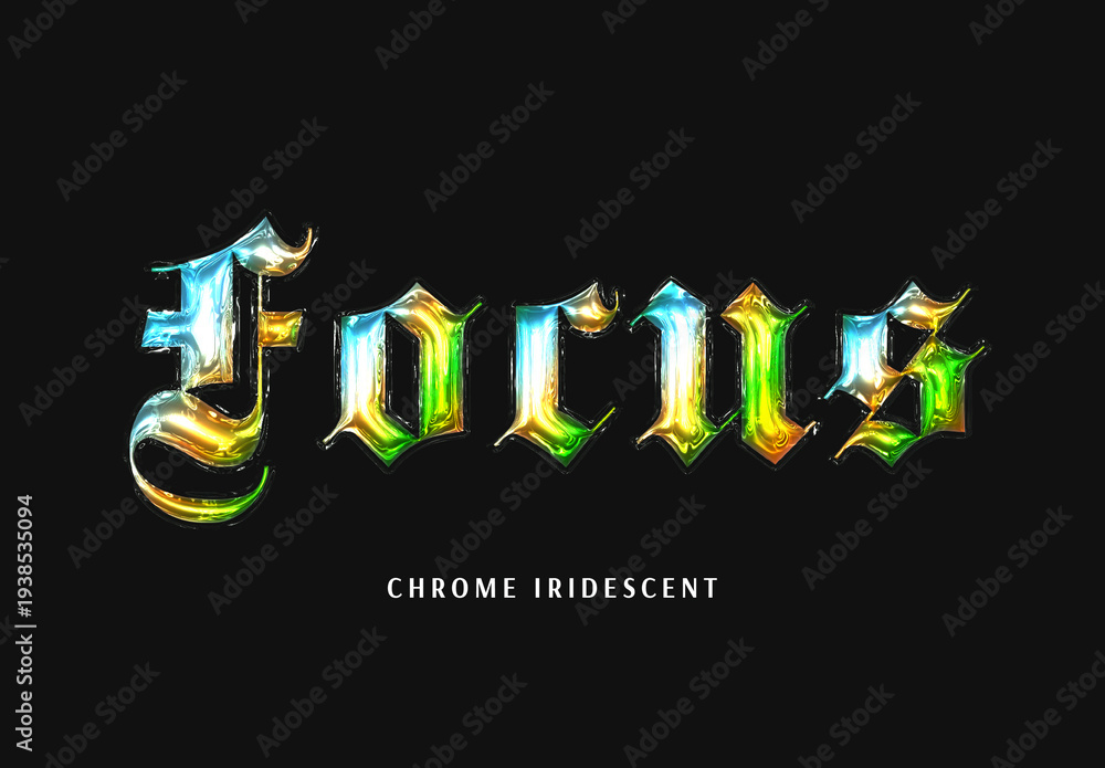 Chrome Gothic Iridescent Text Effect Stock Template | Adobe Stock