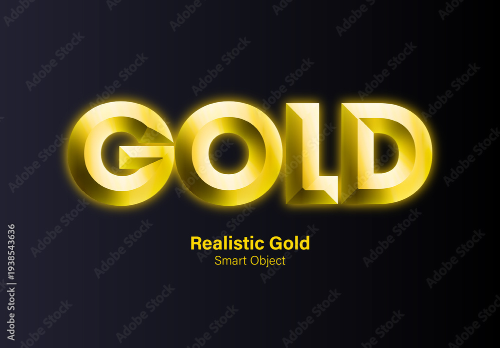 Glowing Realistic Gold 3D Text Effect Stock Template | Adobe Stock