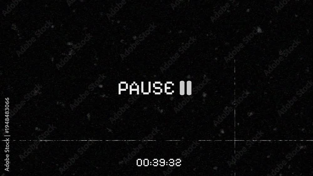 Pause VHS screen on alpha channel 4K animation. Analog tape pause VHS ...