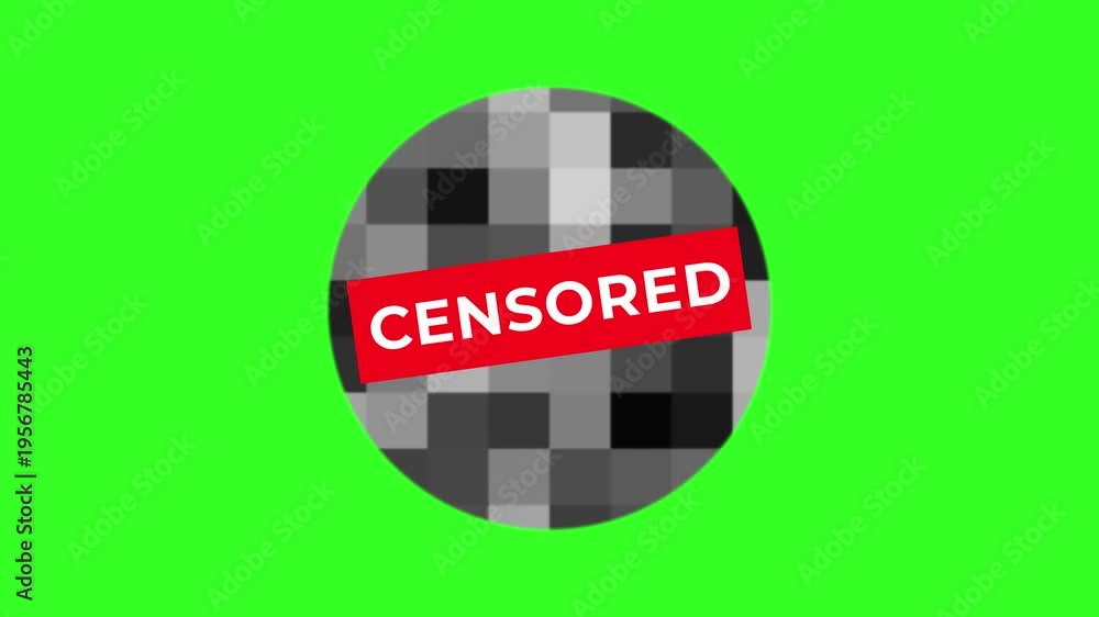Abstract circle mosaic blur censored animation on green screen ...
