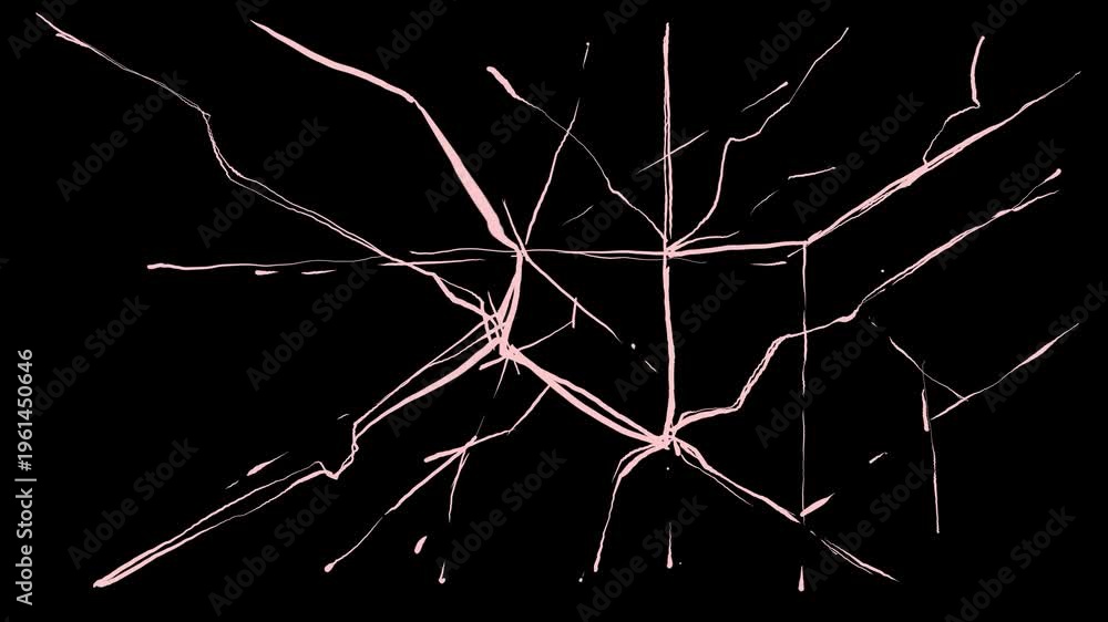 Chaotic fracture with white thin lines on black screen. Stock animation ...
