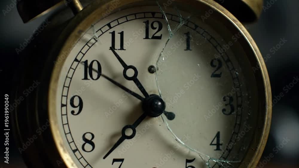 Broken Clock Stopped at Disaster Moment Close Up Time Freeze Concept ...