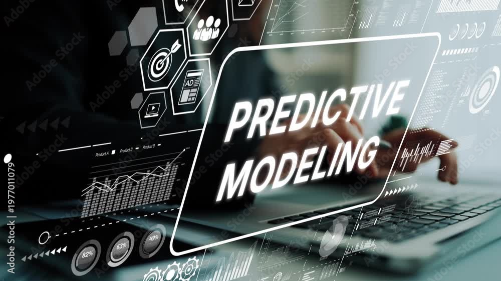 Focused Hands Performing Predictive Modeling on Laptop with Visual Data ...