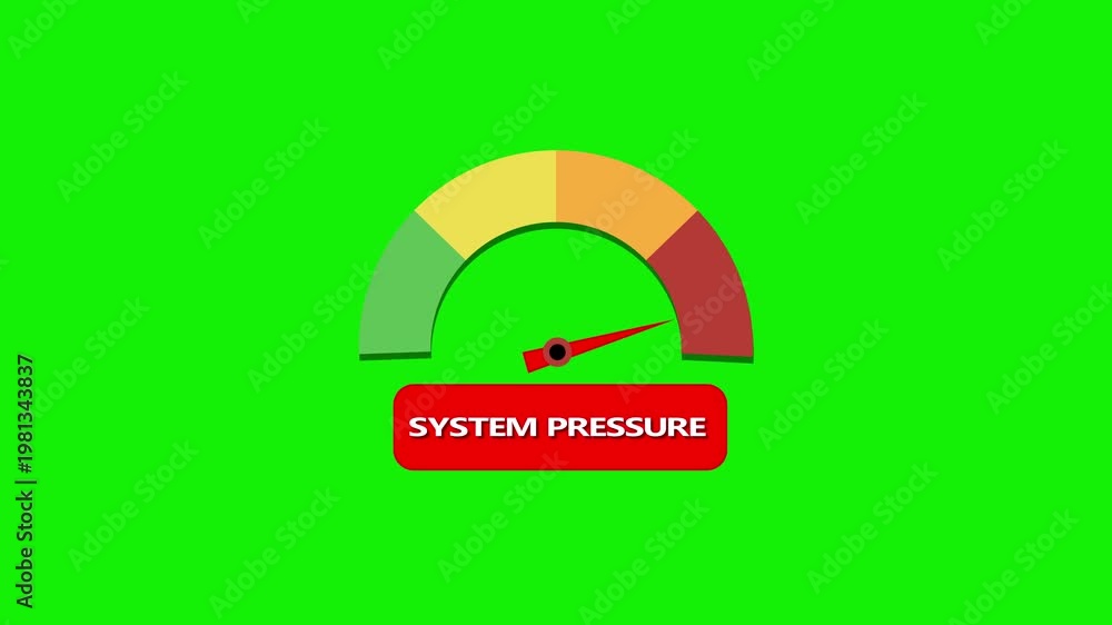 System pressure gauge animation with green screen 4k background, for ...