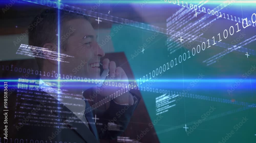 Man answering call while holding phone, handling business call ...
