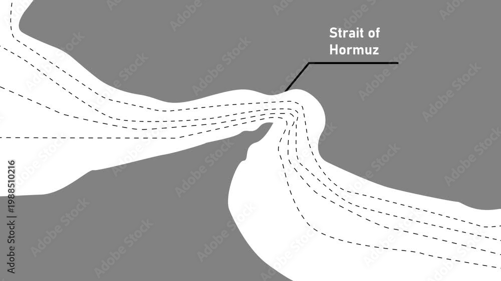 Strait of hormuz map with red circle highlight, strategic shipping ...