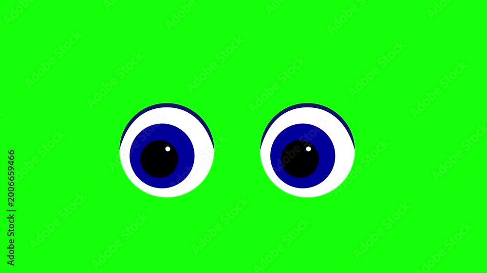 Cartoon Eye Blinking Animation with Funny Expression Motion on Green ...