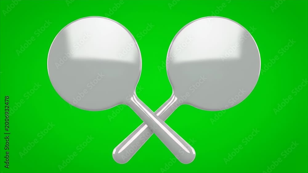 Silver Spoons Crossed on Bright Green Screen Background in Minimalist ...