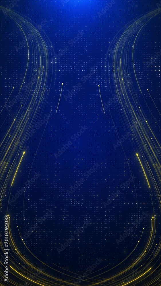 Royal blue technology backdrop golden curved borders, matrix lights ...