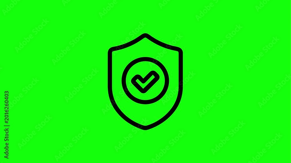Security shield icon with checkmark on green screen, concept for ...