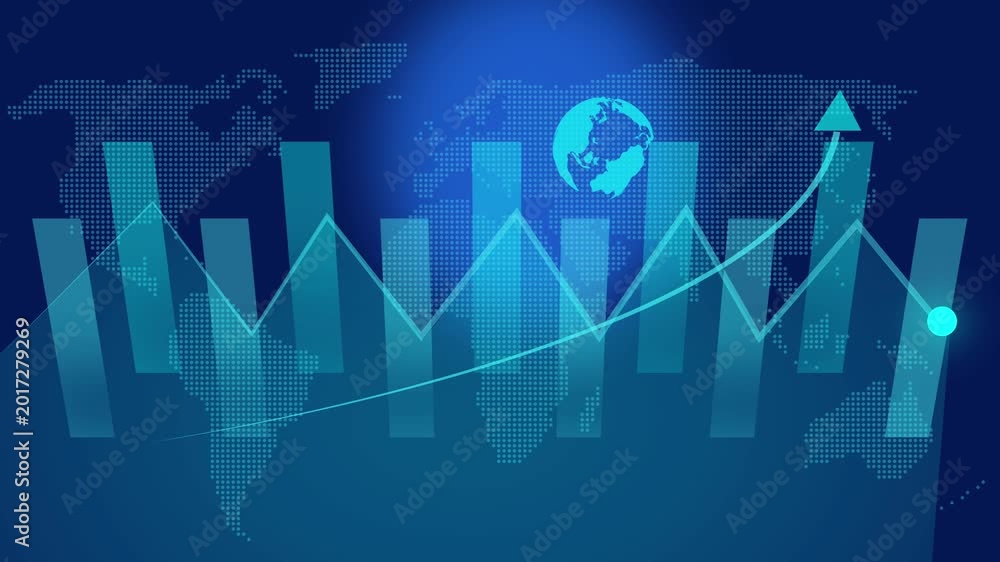 World map shows a global financial growth chart. This world map tracks ...