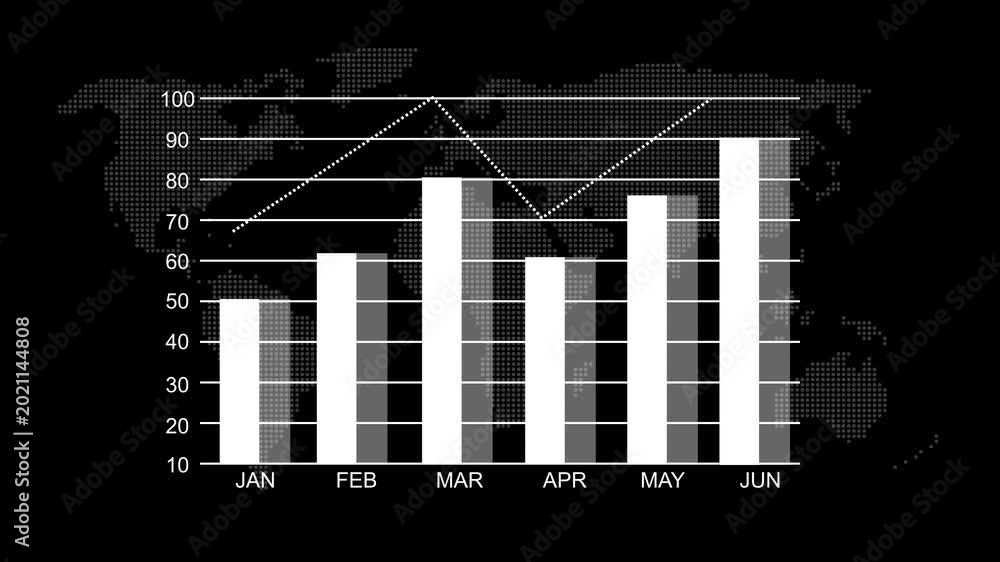World map data chart with monthly statistics graph. World map for ...
