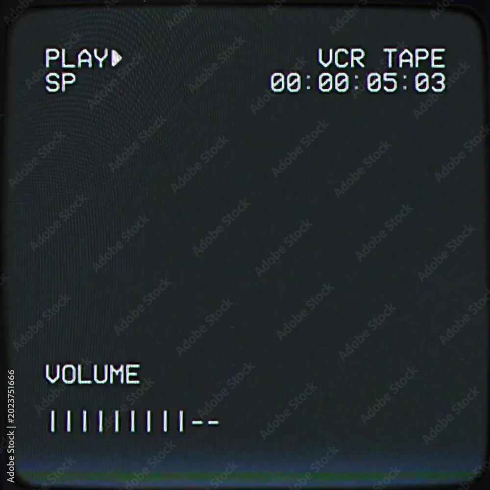 Vhs tape playing with timer showing progress and volume bar animation ...
