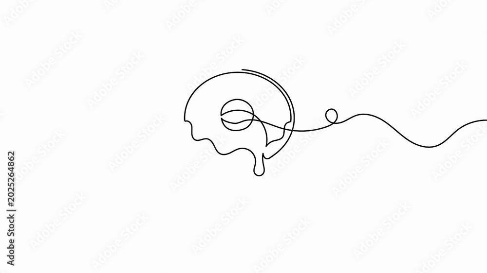 Cupcake minimal one line art animation showing a sweet muffin with a ...