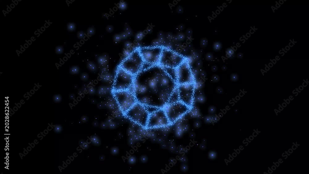 3D Dodecahedron particle structure floating in a vibrant nebula and ...