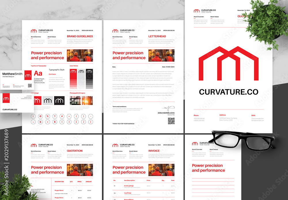 Red And Grey Brand Guidelines For Construction Company plantilla de ...