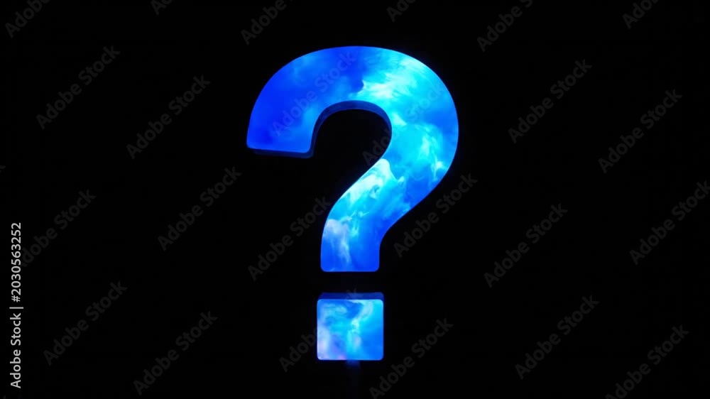 Luminous Ink Question Mark Forming Animated Symbol on Black Background ...