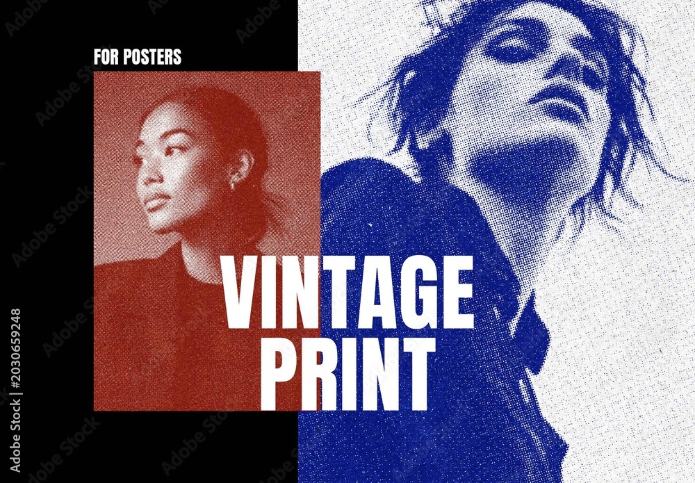 Old Print Photo Effect – Halftone for Poster & Social Media (PSD) Stock ...