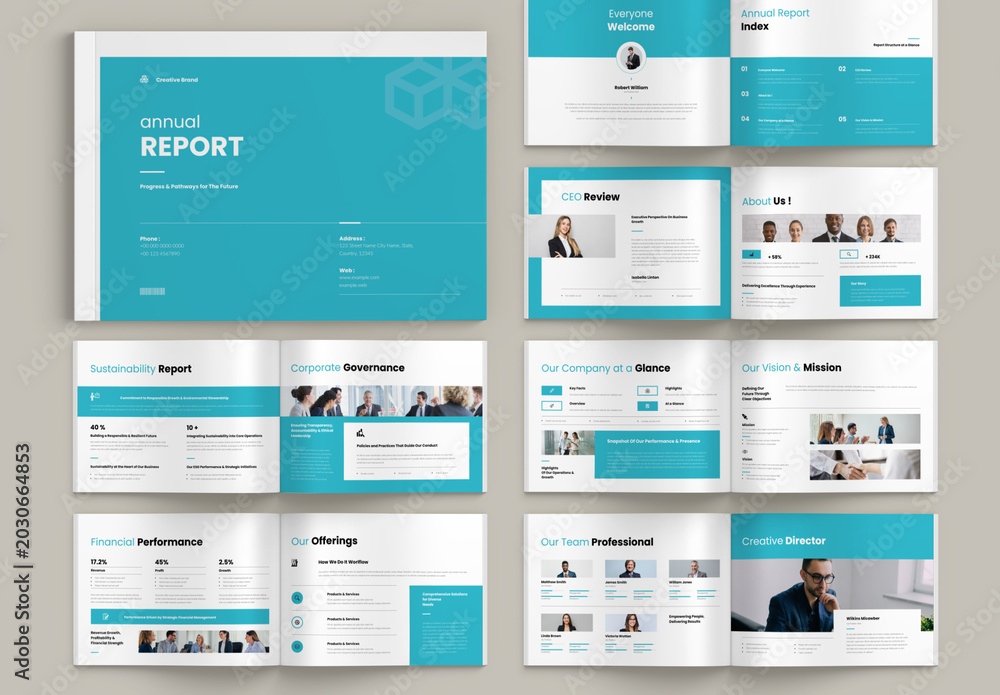 Annual Report Brochure Landscape Template Stock Template | Adobe Stock