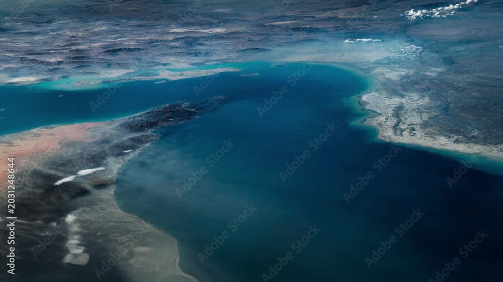 High Altitude Satellite View of the Strait of Hormuz and Iranian ...
