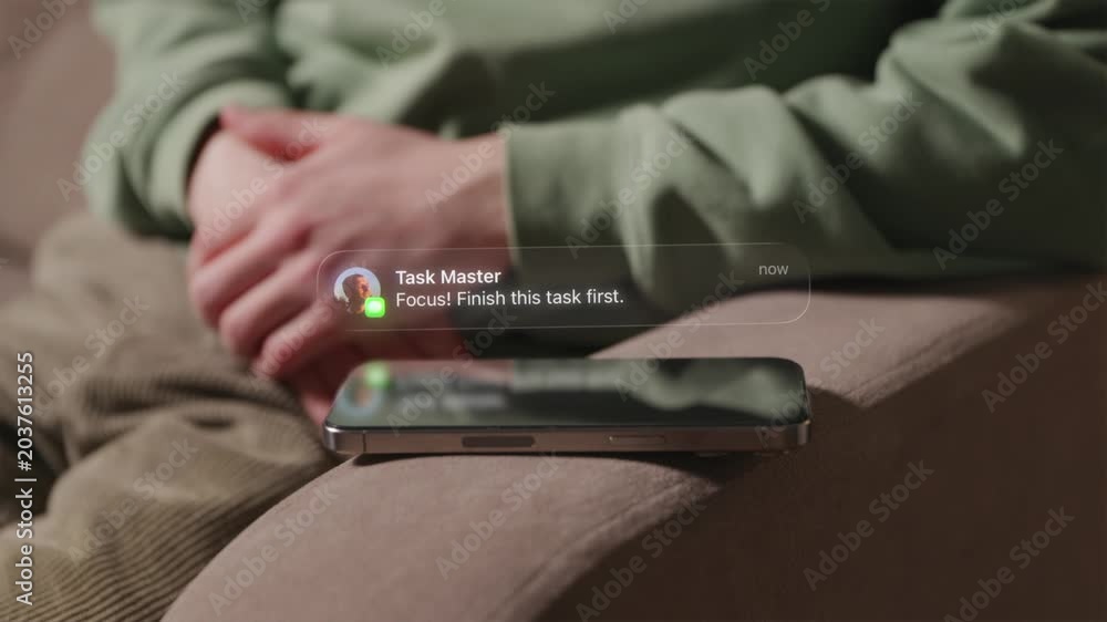 Deep work reminder on smartphone screen to focus on task first Stock ...