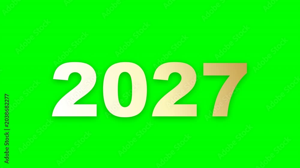 Golden 2027 Year Number on Green Screen Background Stock Video | Adobe ...