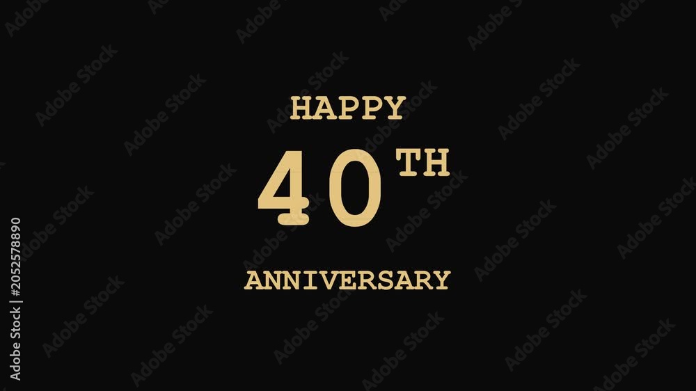 Happy 40th Anniversary Golden Text Animation with Glitch Effect on ...